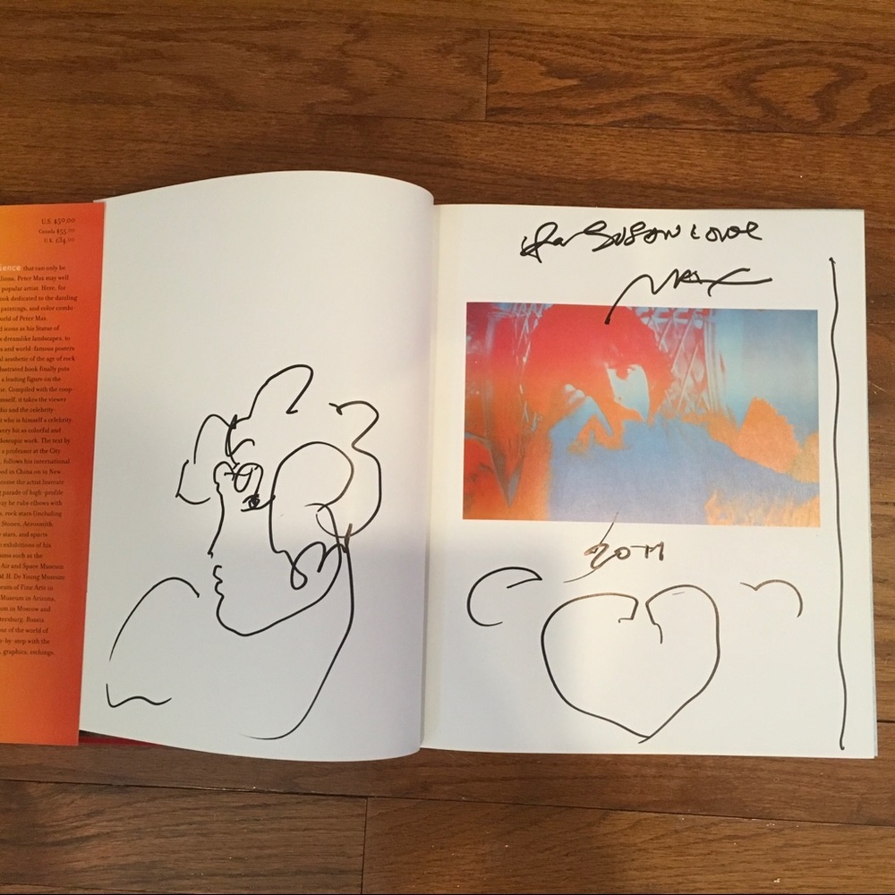 Peter Max Book With Signature And Drawing. - Gem